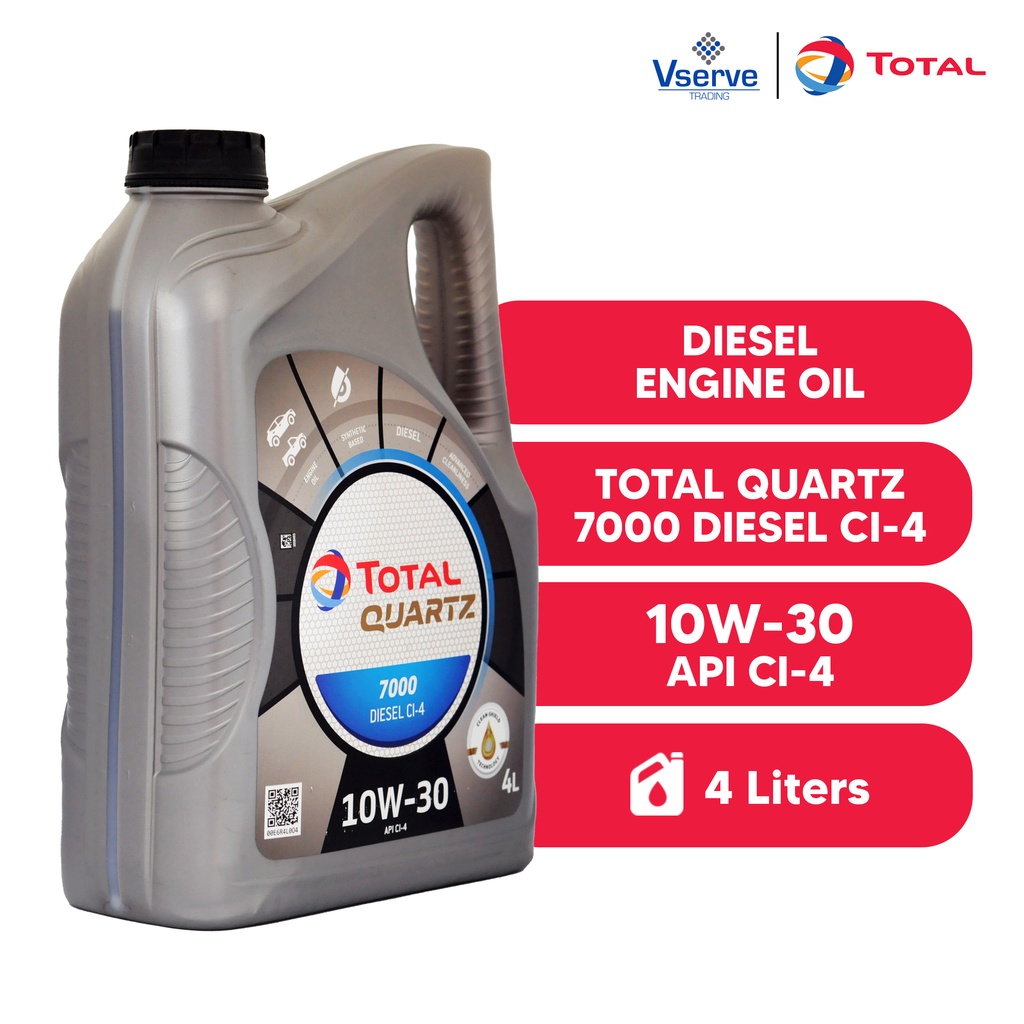 Total Quartz 7000 Diesel CI-4 10W-30 4L - Semi Synthetic Engine Oil for ...