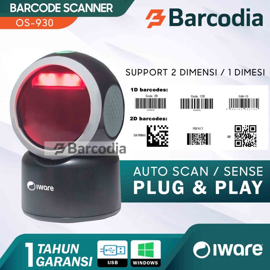 BARCODIA Barcode Scanner Iware OS-930 Omni 2D Black | Shopee Philippines