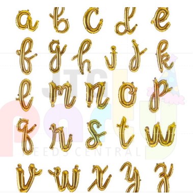 16” GOLD small cursive letter foil balloon alphabets (A-Z) | Shopee ...