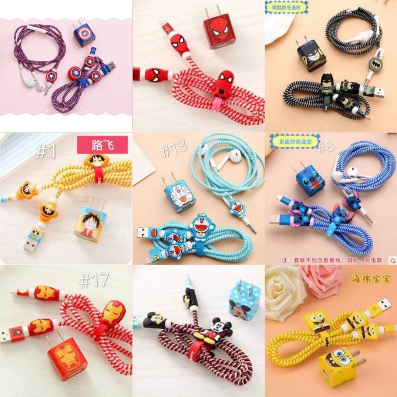 Cartoon Characters Cable Protector Cord Cover Doraemon Spongebob Baymax ...