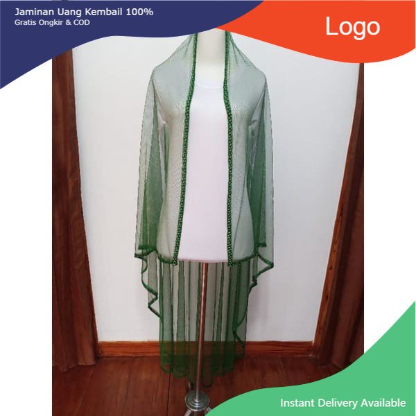 HIJAU Vaile BRIDAL SELAYER BOTTLE GREEN MUSLIM BRIDAL hijab/ akad ...