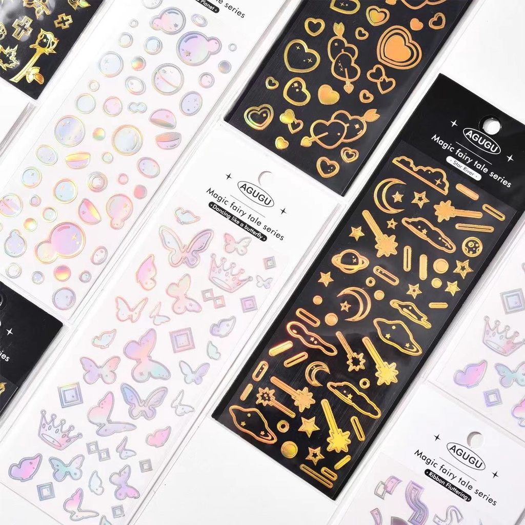 Hand account stickers laser colorful goo card decorative small stickers ...