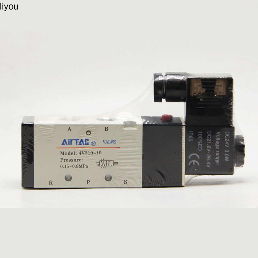 Pneumatic Airtac Parts 1/4'' BSP Ports 4V310-10 DC 12V 24V AC 110V 220V 2 Position 5 Way Air ...