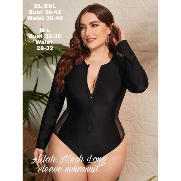 AILAH MESH LONGSLEEVE SWIMSUIT | Shopee Philippines