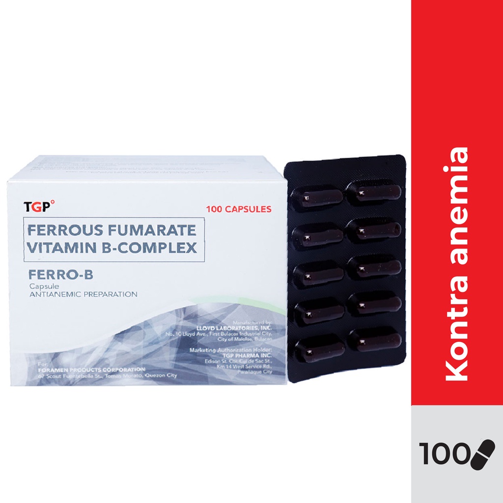 Ferro-B TGP 1 BOX Ferrous Fumarate +Vitamin B Complex 500mg 230mcg 2mg ...