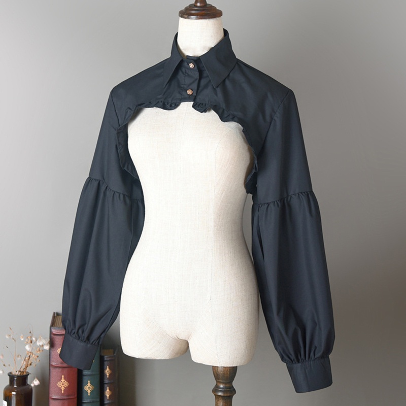 zb* Steampunk Puff Long Sleeve Detachable Dickey Blouse Vintage Lapel ...