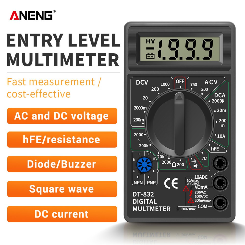 Aneng Dt832 Digital Multimeter Lcd Ac/Dc Voltmeter Ammeter Ohm Multi ...