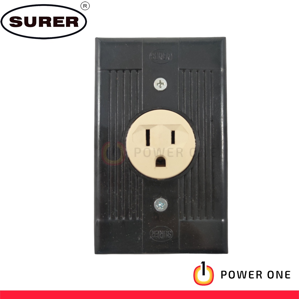 Surer 13-134 1 Gang Parallel Outlet with Ground, Flush Type (Black ...