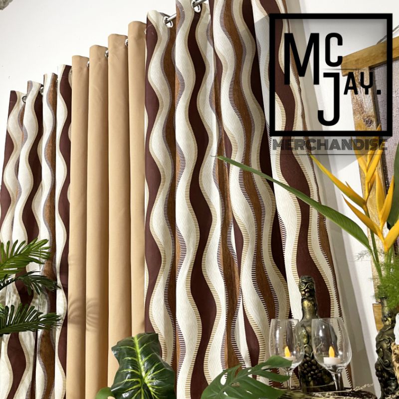 MCJAY - 3in1 Mocha Mousse Wave Curtain Set (6ft/7ft) - Sold per PIECE ...