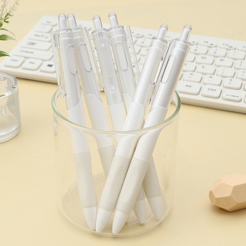0.5mm Concise White Retractable Gel Pen Black Ink Bullet Nib Neutral ...