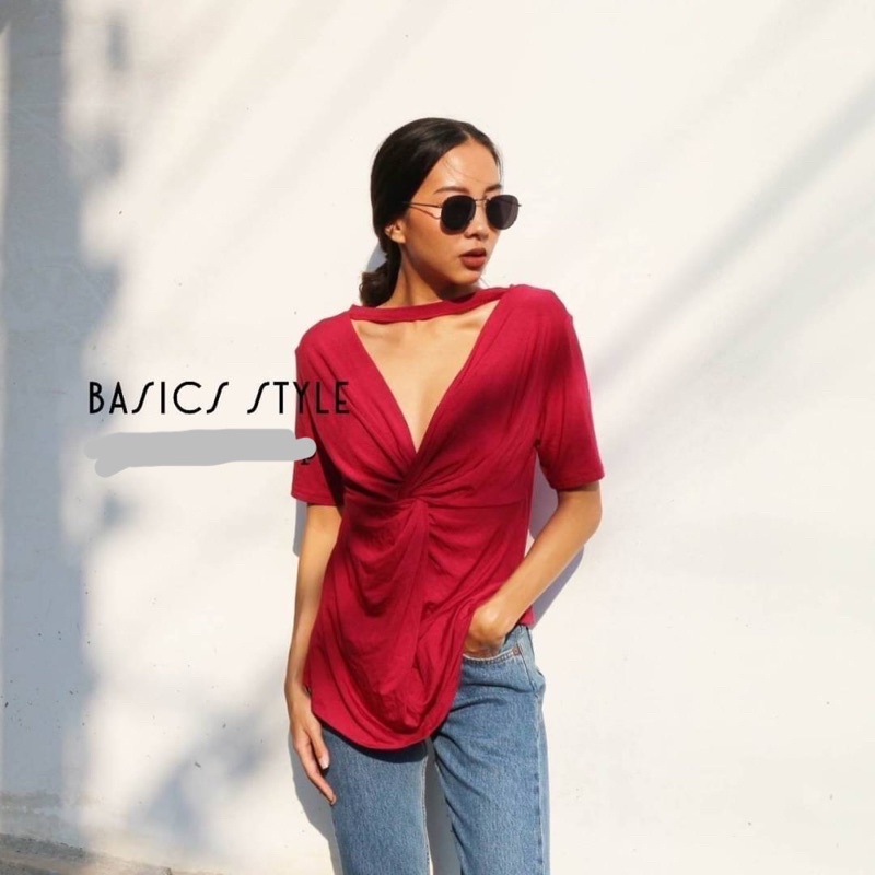 T-Shirt Twisted Back v shape Can Be Worn On 2 Sides Front/Back ...