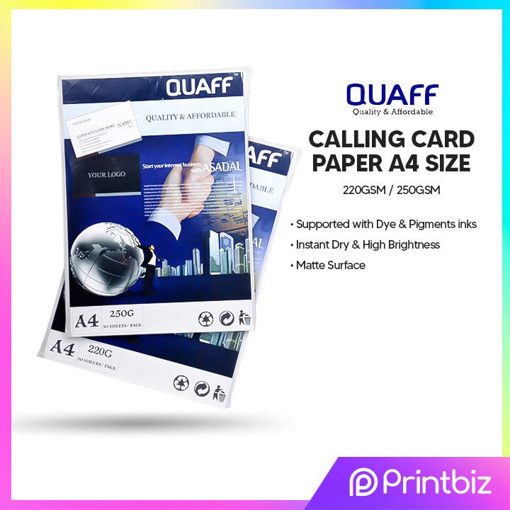 QUAFF Calling Card Paper A4 Matte 220GSM & 250GSM | Shopee Philippines