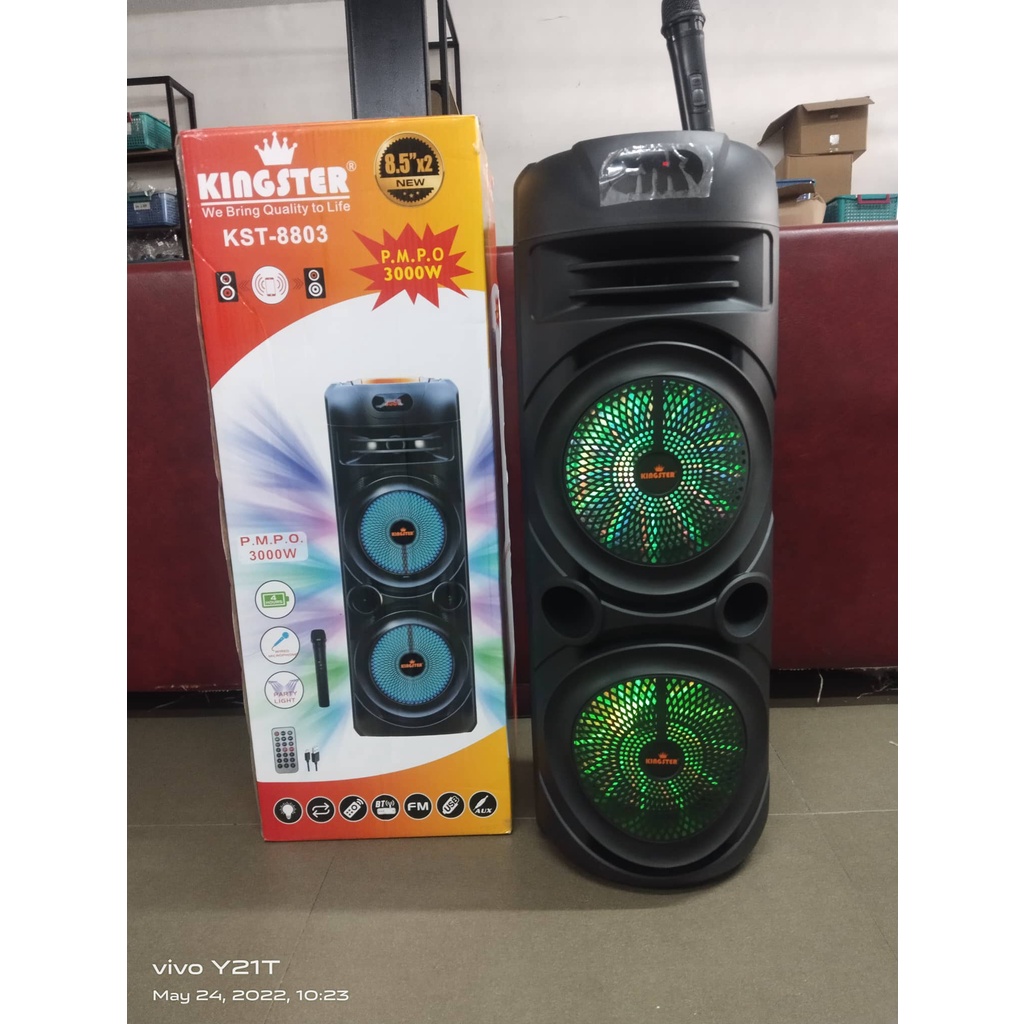 NEW!! KST-8803 17INCH DUAL HEAVY BASS KARAOKE BLUETOOTH SPEAKER WITH ...