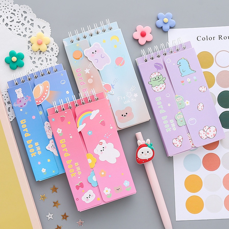 80 Sheets Mini CuteCartoon Students Vocabulary Notebook English Words ...