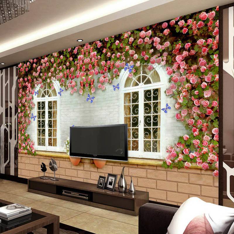 Vintage Rose Window Personalized Photo Wallpaper Custom 3D Wall Murals ...