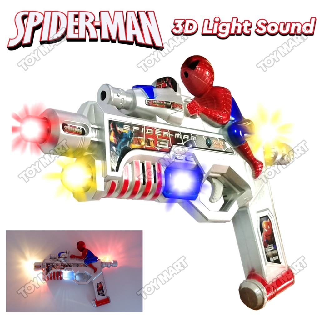 Spider Hero Toy Gun with 3D Light Sound Silver / Blue Toy Battery ...