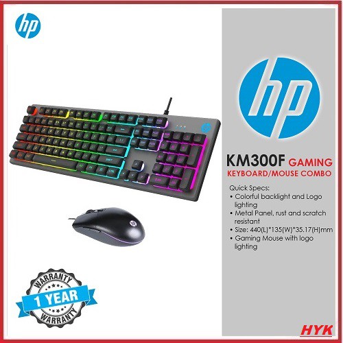 HP KM300F GAMING KEYBOARD AND MOUSE COMBO SET METAL PANEL COLORFUL ...