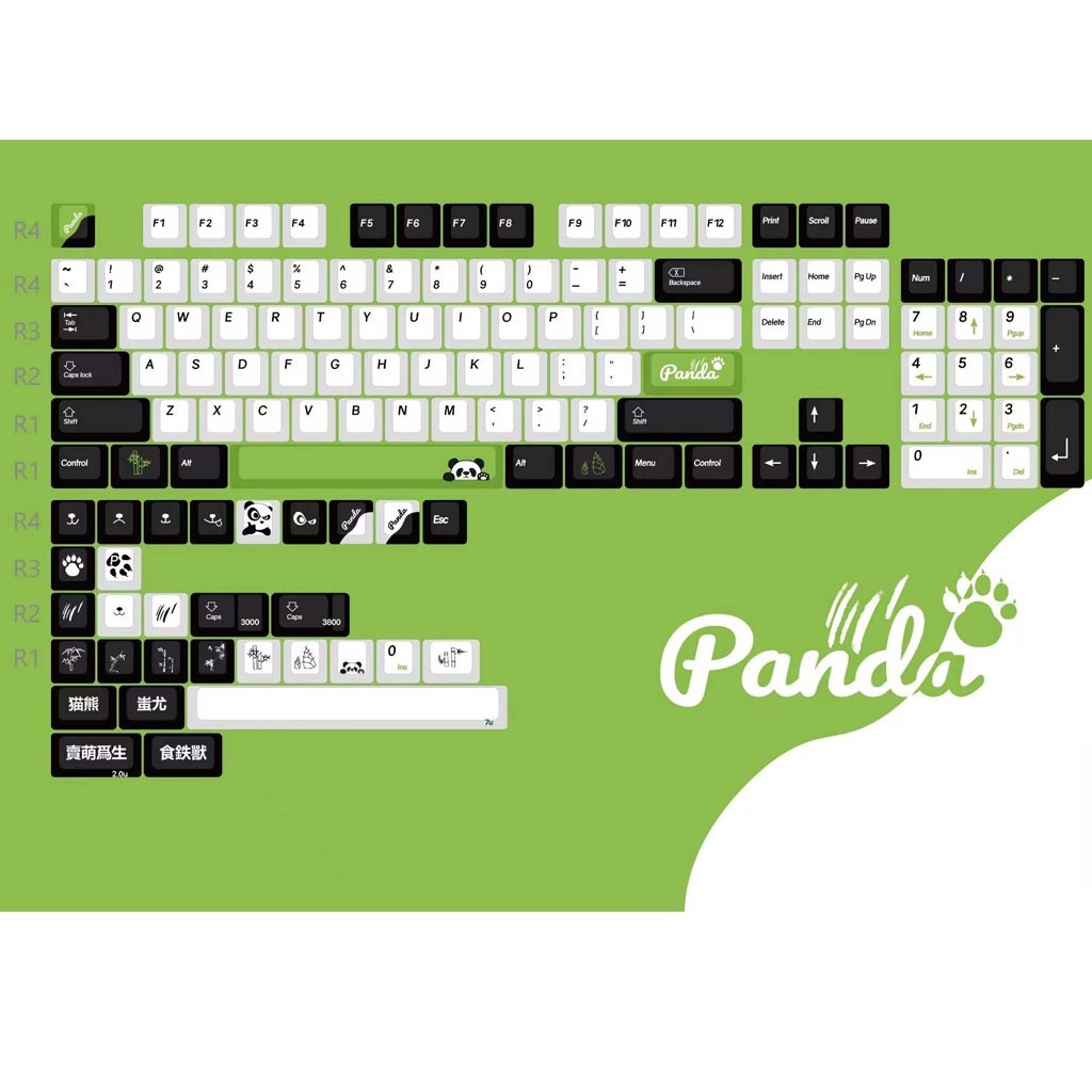 Panda PBT Keycaps 136 Key Cherry Profile Is Suitable for Mechanical ...