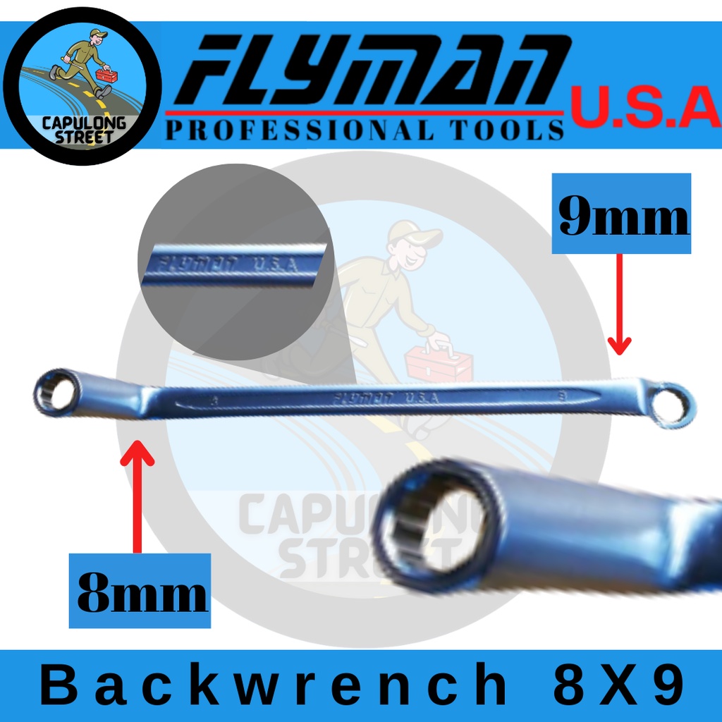 Flyman USA Backwrench 8x9 Heavy Duty Hand Tool Open Combination Made of ...