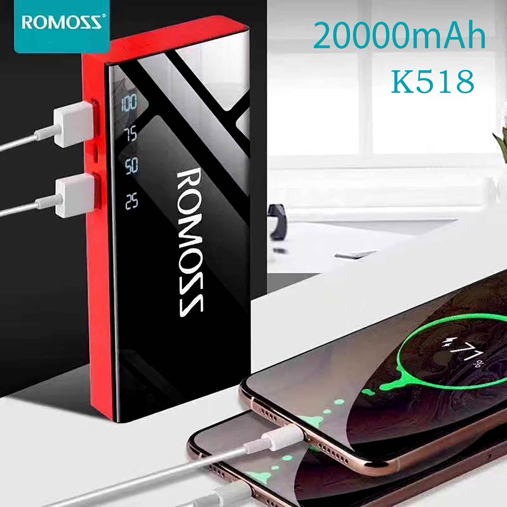 ROMOSS Powerbank KC12 and K518 20000mAh High Duality Li-Ion Battery Cell LCD Display Dual Output ...