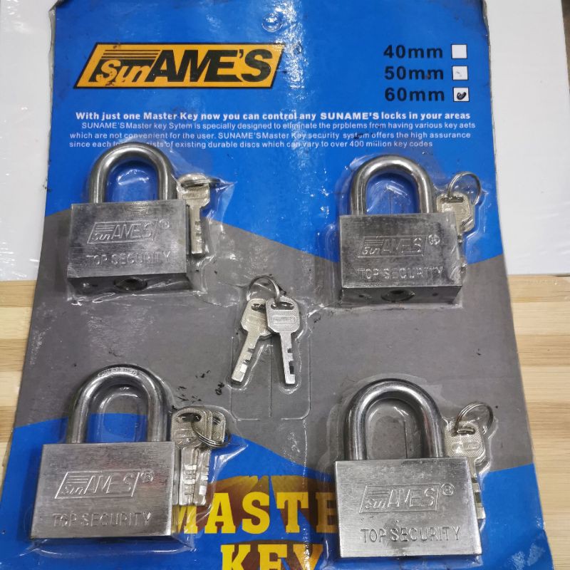 PADLOCK SET WITH MASTER KEY 60mm（4pc per pack） | Shopee Philippines