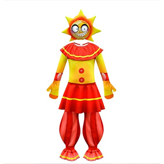 Sundrop Moondrop Costume Sun Moon Clown Cosplay Outfit Cartoon Game ...