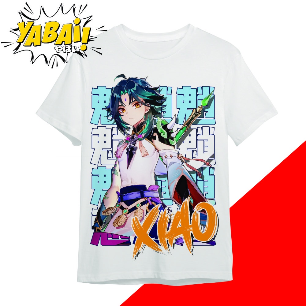 Micari Genshin Impact Xiao Cotton Spandex Anime Gaming T-Shirt White ...