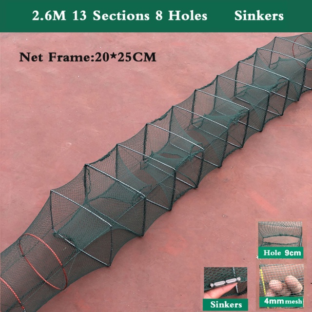 Nylon Long Fishing Net Sinkers Deep Water Portable Crab Crayfish ...