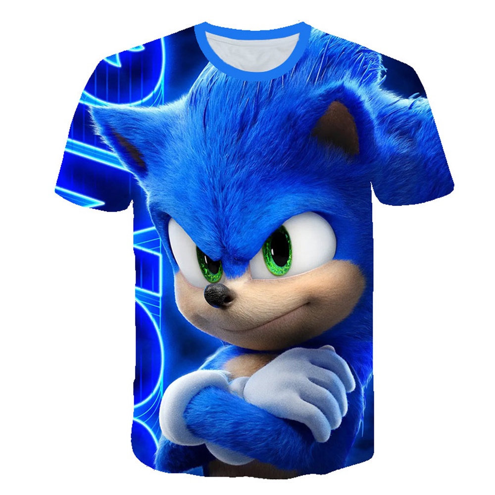 Summer Cartoon Sonic T-shirt Fashion Super Sonic the Hedgehog Cool ...