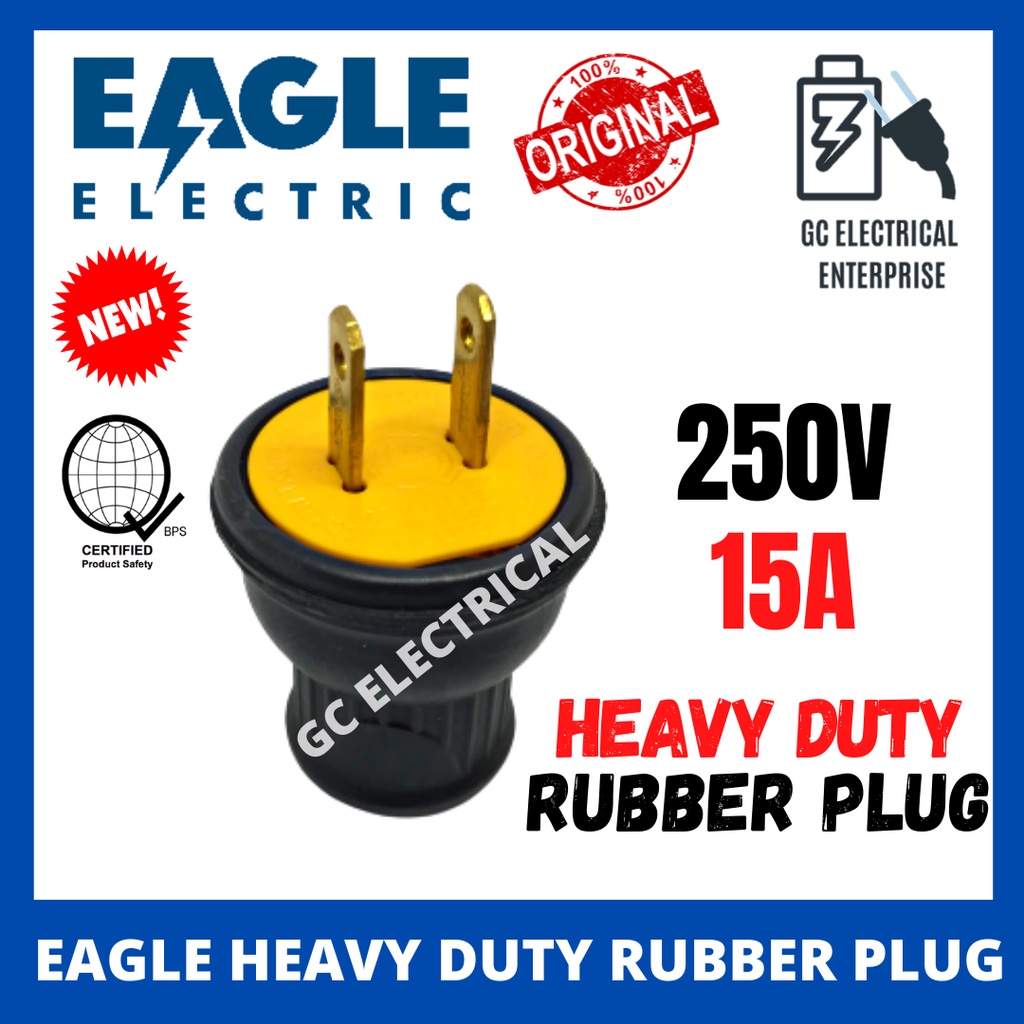 Eagle Heavy Duty Rubber Plug (250V 15A) Outlet Socket | Shopee Philippines