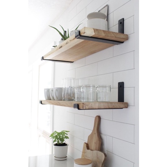 1pc WOOD SHELF WITH METAL BRACKET | Shopee Philippines