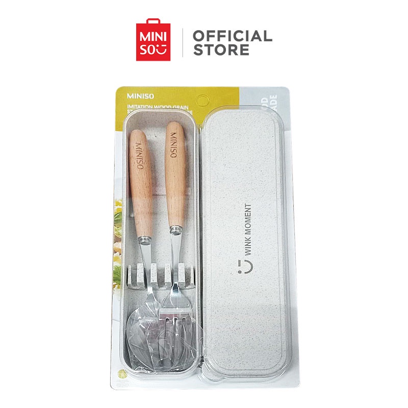 MINISO Wood Grain Stainless Steel Cutlery Set | Shopee Philippines