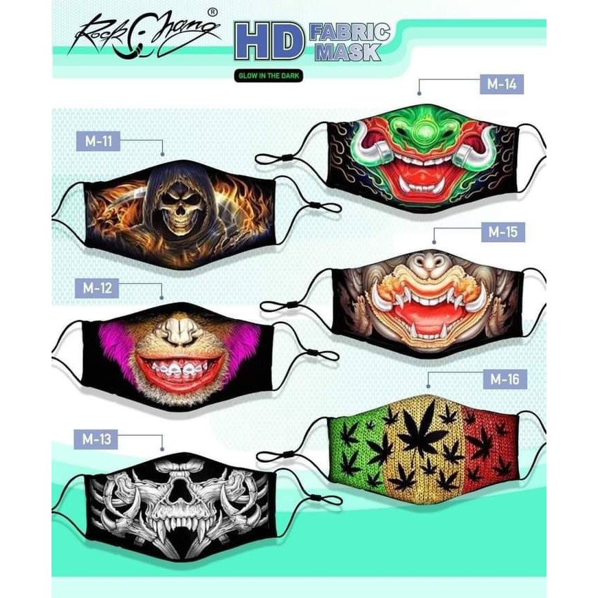 Rock Chang Mask Face Glowing Screen Pattern HD Fabric 3D Glow in the ...