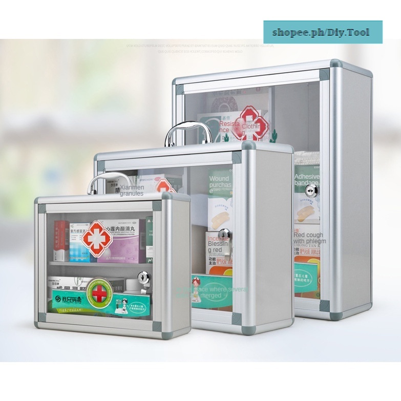Portable first aid box aluminum alloy medicine box with lock multi ...