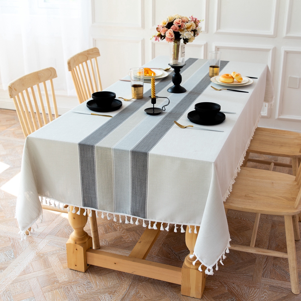 Splice Stripe Tablecloth Modern Simple Cotton Linen Table Cover for ...