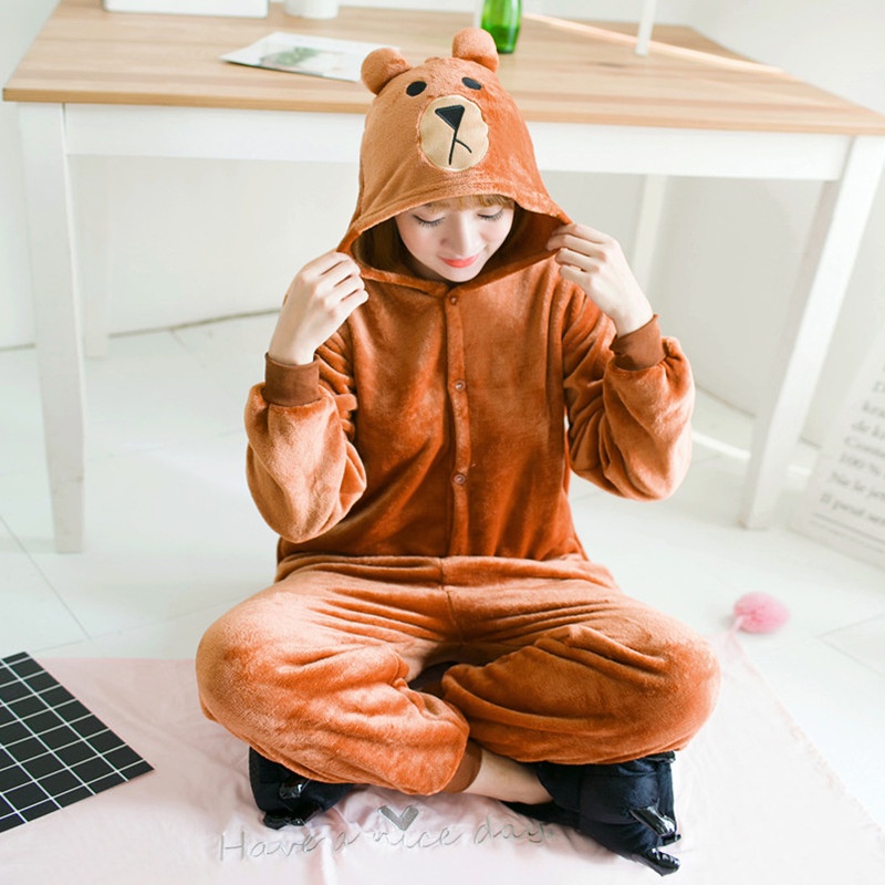 Adult Animal Brown Bear Pyjamas Home Wear Women Men Kigurumi Onesies ...