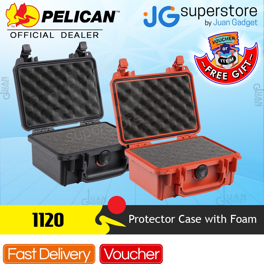 Pelican 1120 Protector Case Watertight Crushproof Dustproof Hard Casing with Foam (Black, Orange ...