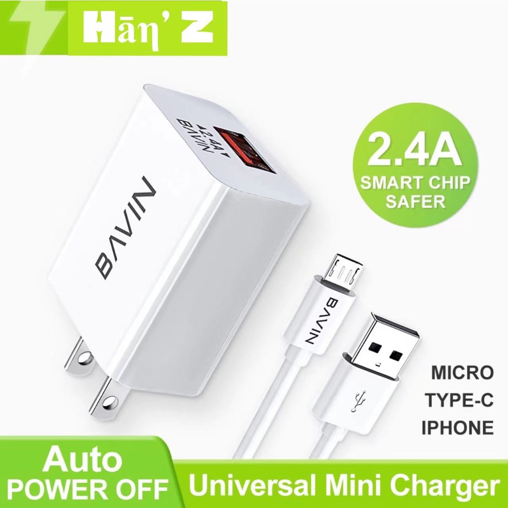 BAVIN 2.4A Fast Charger Mini Universal Charger Quick Charger for Micro ...