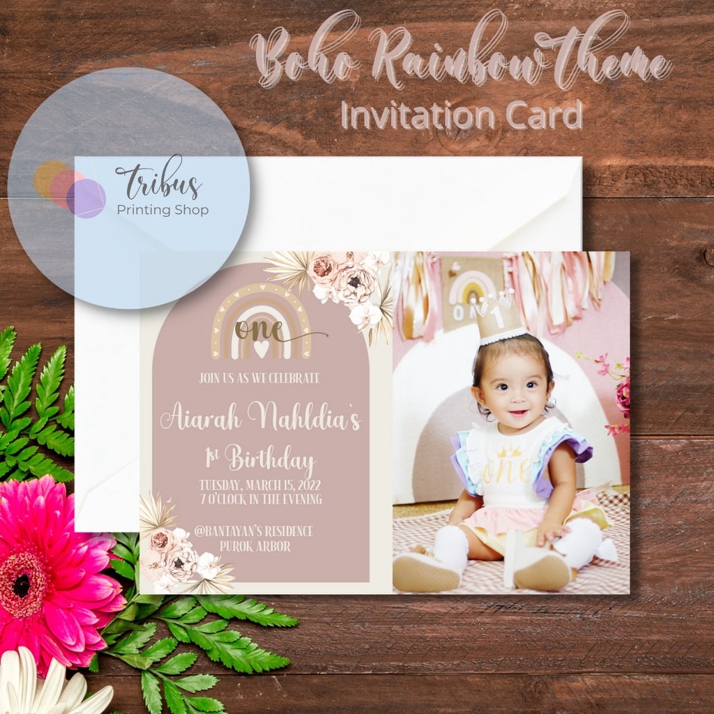 Boho Rainbow Theme Invitation Card | Shopee Philippines