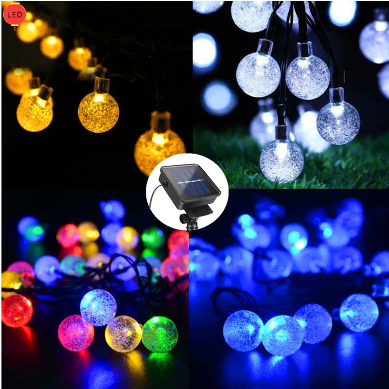 Solar Crystal Bubble String Lights - 100LED Waterproof Fairy Lights for ...