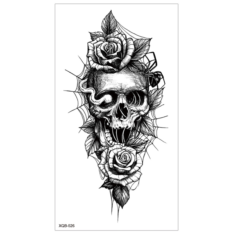 Black Lion Skull Tiger Temporary Tattoos For Men Women Realistic Tattoo ...