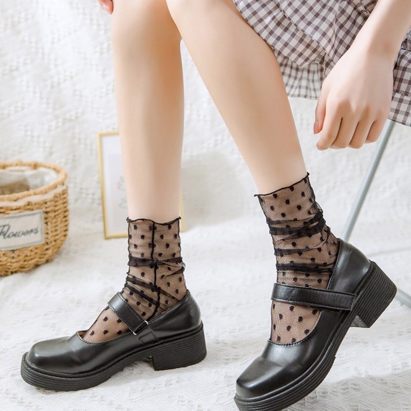 Xixi Women Lolita Summer Ultra-Thin Lace Ankle Socks Japanese Preppy ...