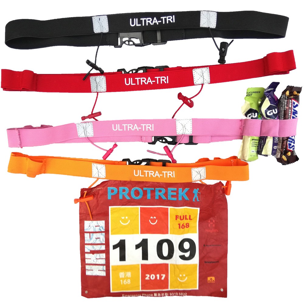 ULTRA-TRI Marathon Running Race Number Waist Bib Belt with 6 Gel Loop ...