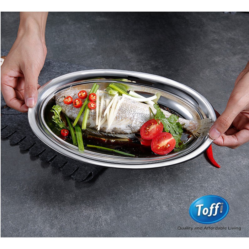 Toffi Oval Plate/Steam Fish/Seafood Plate Stainless Steel (22/30/35 ...