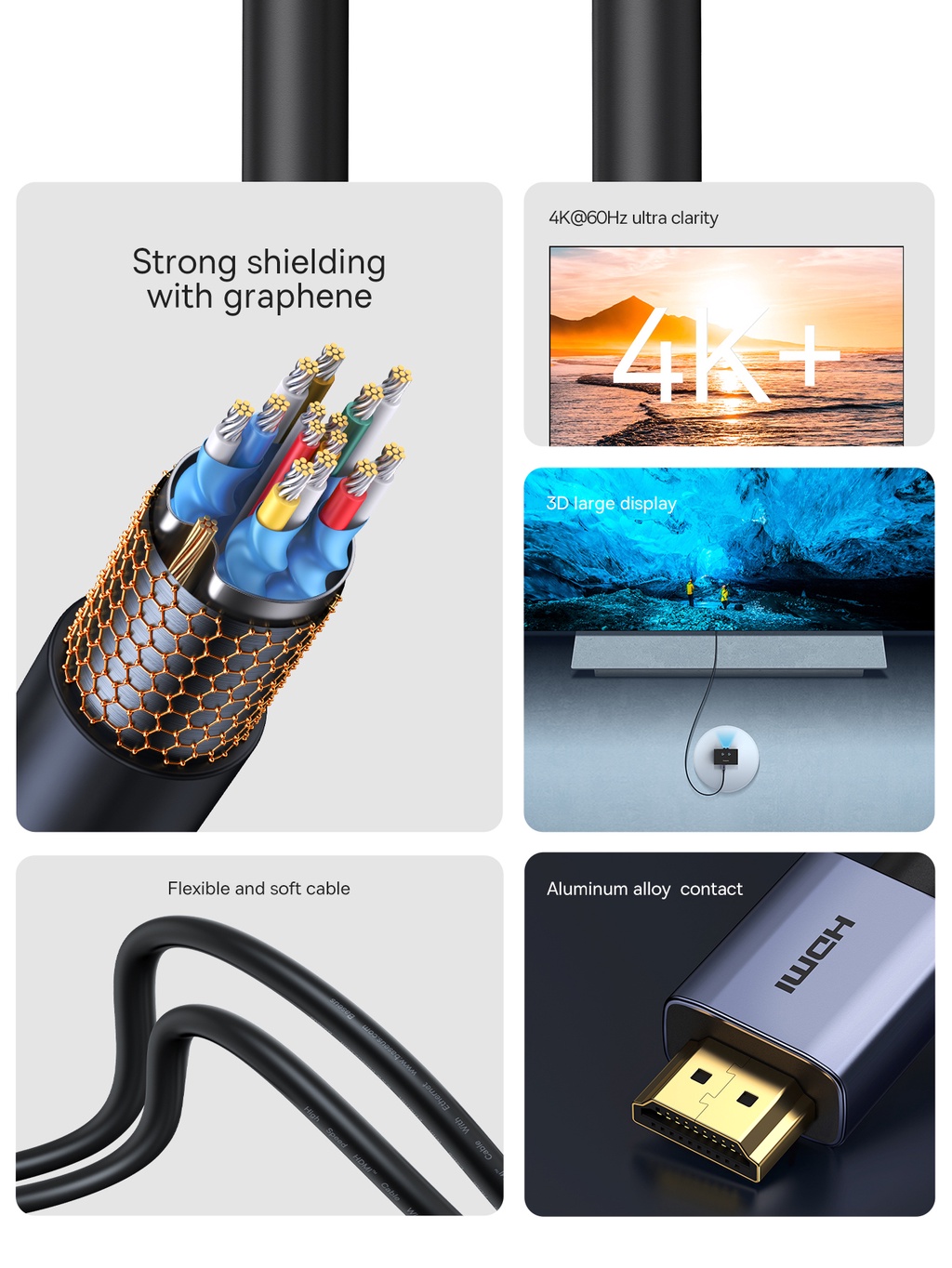 Baseus Graphene HDMI-Compatible Cable 4K HD to HD Adapter Cable for PS5 ...