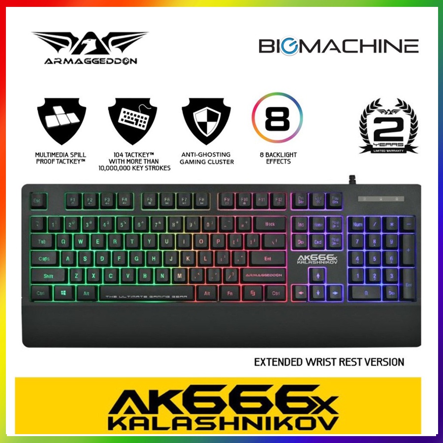 Armaggeddon AK-666x Spill Proof Gaming Keyboard (with palm rest ...
