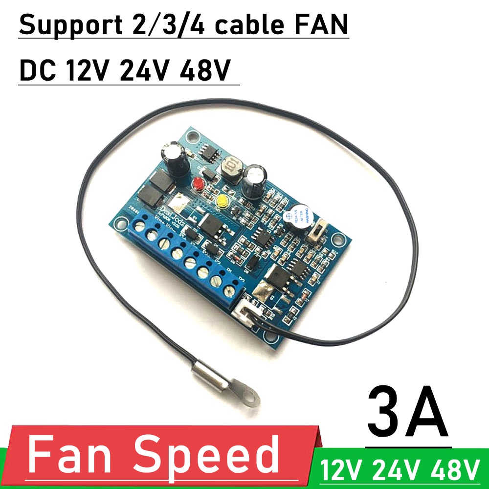 DC 12V 24V 48v 3A Fan Temperature Control governor 2/3/4 wire PC CPU ...