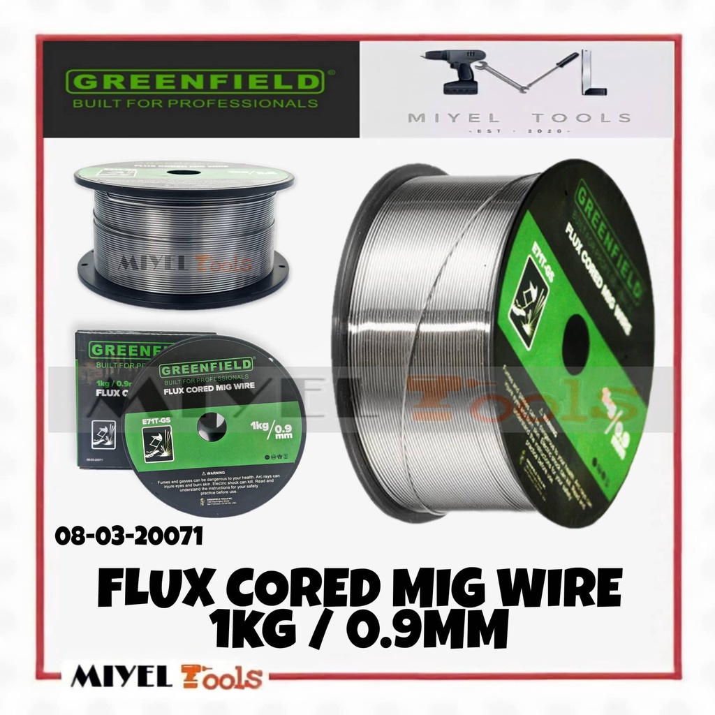 GREENFIELD 1KG/0.9mm Metal GASLESS Flux Cored Mig Wire Mig Weld Welding ...