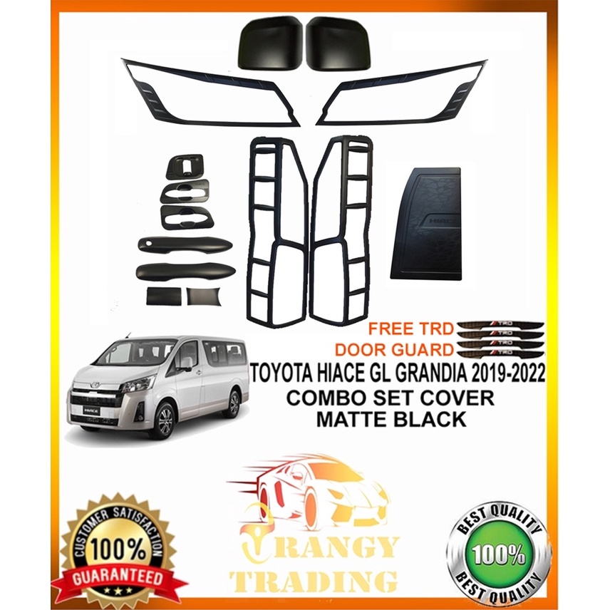 Toyota Hiace GL Grandia 2019 to 2024 Garnish Combo set cover matte black V2 FREE TRD DOOR GUARD ...
