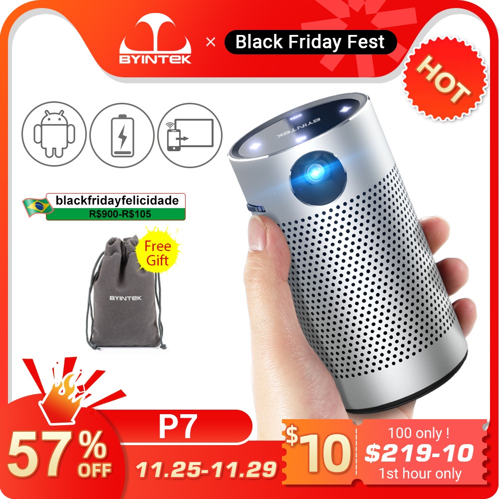 BYINTEK P7 Pocket Portable Pico Smart Android Wifi 1080P 4K TV LAsEr ...